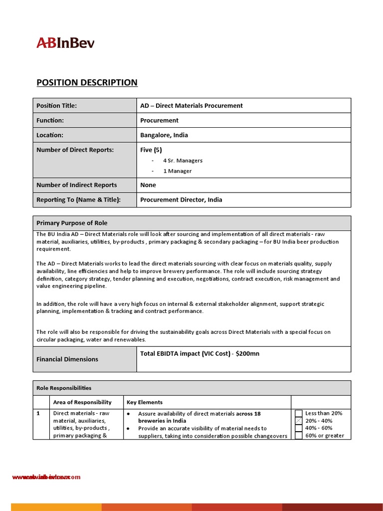 Job Description - AD Direct Materials - Procurement | PDF | Procurement ...