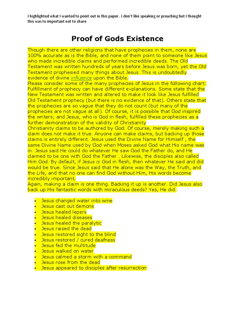 Proof of Gods Existence | PDF | Resurrection Of Jesus | Prophecy