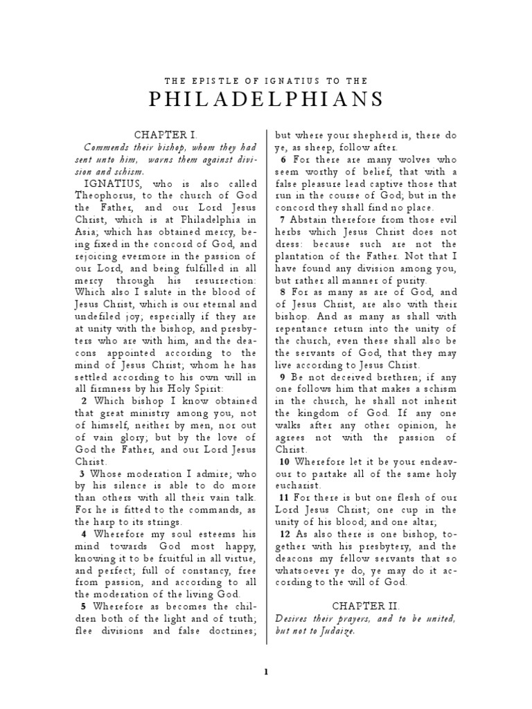 Ignatius' Letter to the Philadelphians | PDF | Jesus | Religious Belief ...