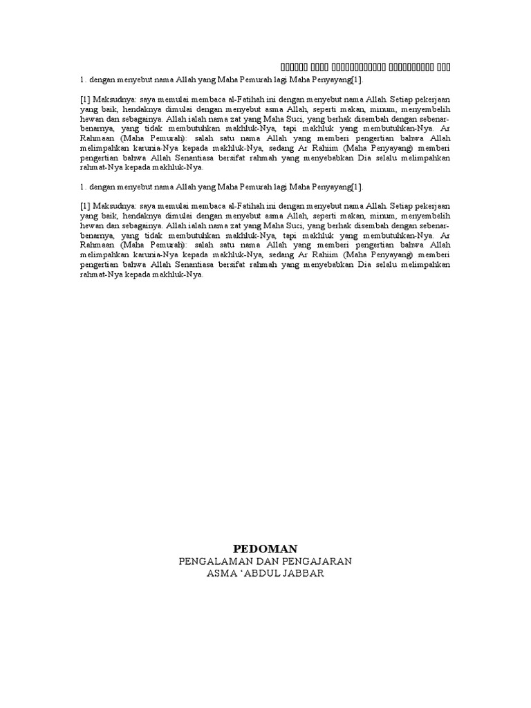 PEDOMAN Asma 'Abdul Jabar | PDF