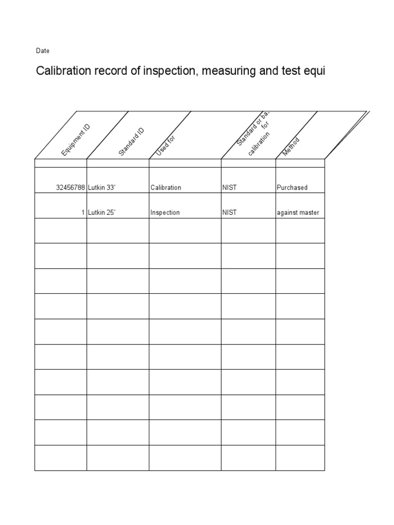 Calibration Record Sample | PDF | Metrology | Accuracy And Precision
