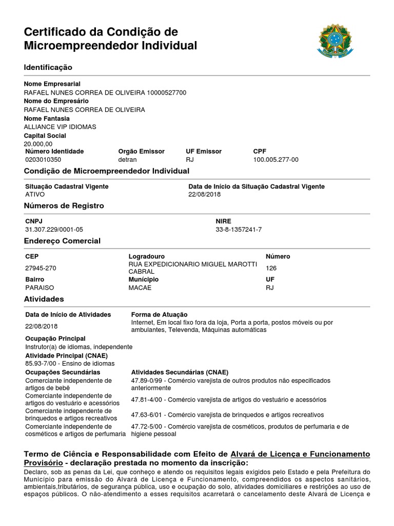 certificado MEI | PDF