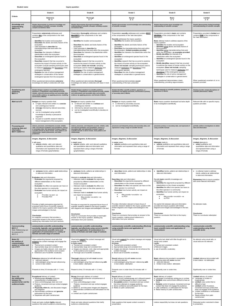 2023 Depth Study Marking Criteria | PDF | Quantitative Research | Data