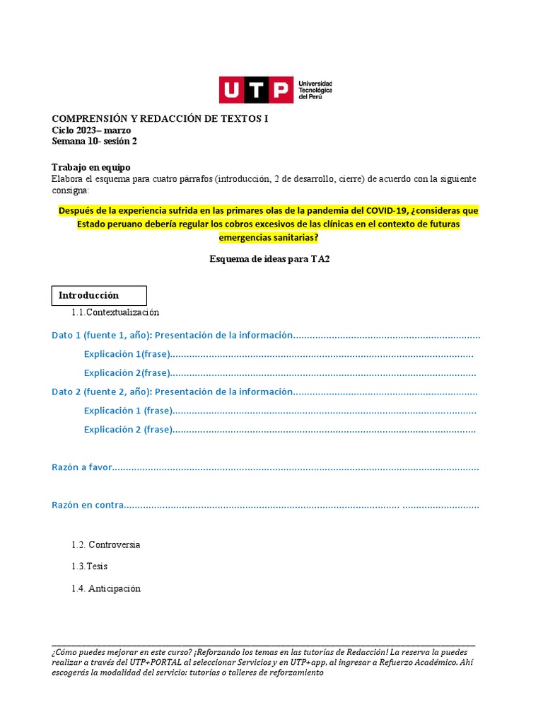 S10.s2 Resolver Ejercicio Esquema de Ideas | PDF