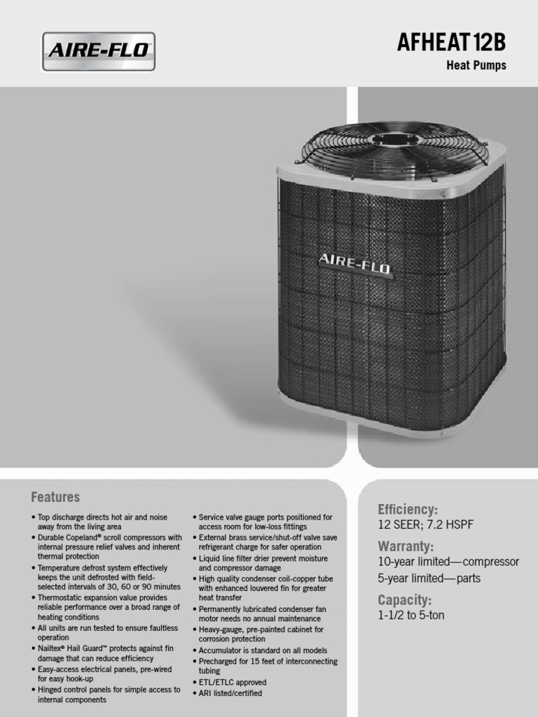 AIRE-FLO-HEAT-PUMP-SEER12 (We Have 12B36) | PDF | Heat Pump ...