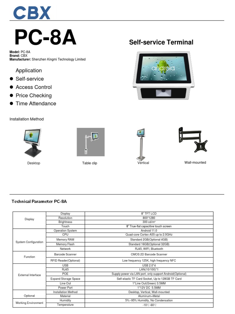 (Req-3) Specification Sheet-PC-8A | PDF | Wi Fi | Ieee 802.11