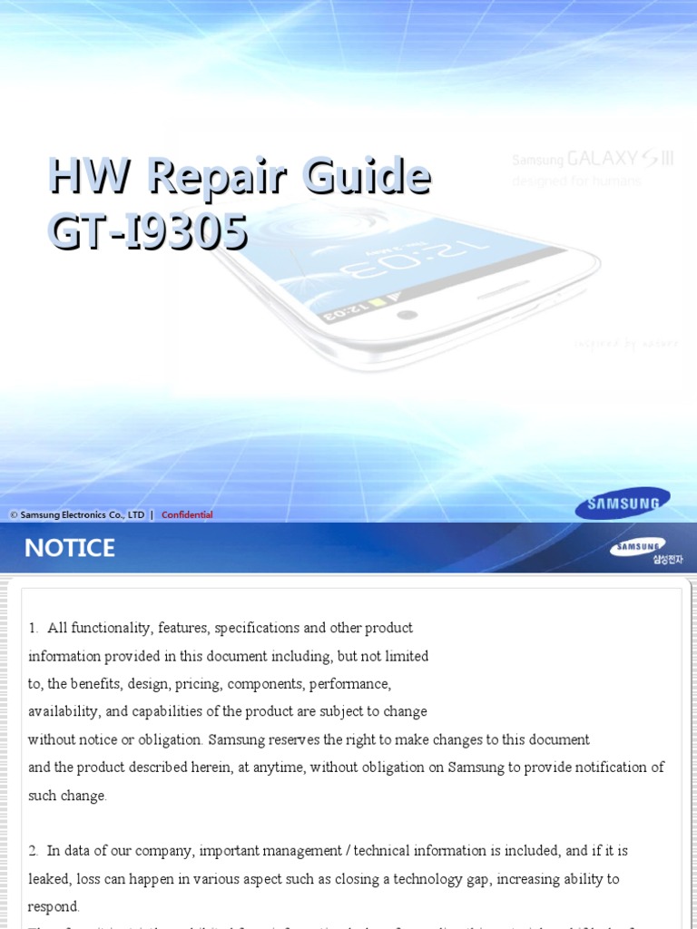GT-I9305 Hardware Repair Guide | PDF | Computer Engineering | Information And Communications ...
