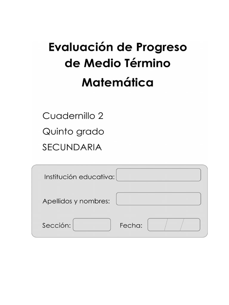 5° Secundaria Matemática Cuadernillo 2 Ok | PDF | Crecimiento personal y profesional