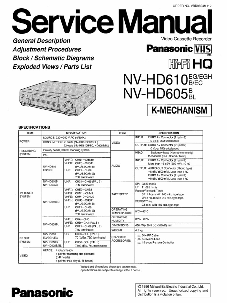 Panasonic NV-HD605,610 | PDF