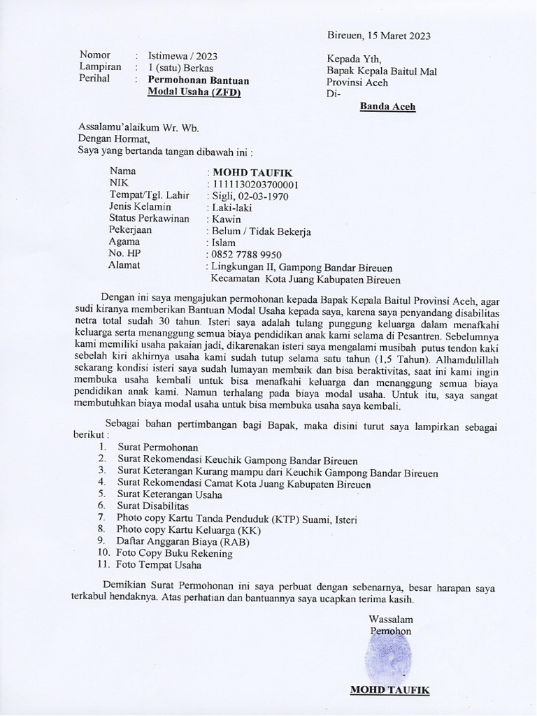 Proposal Modal Usaha | PDF
