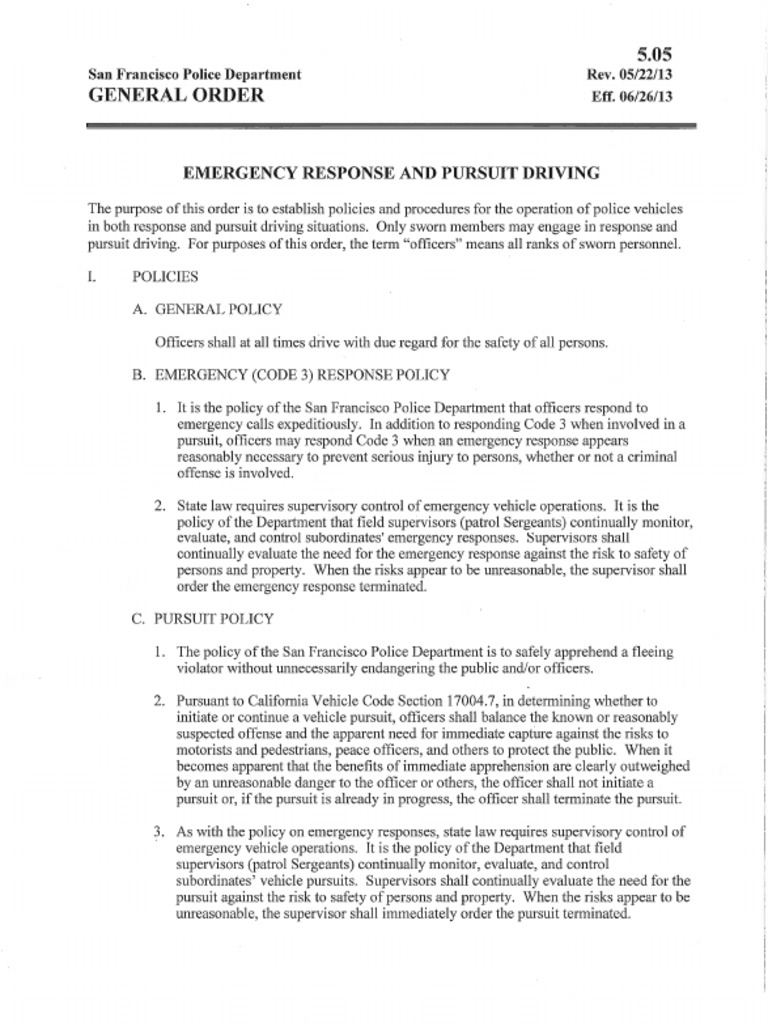 DGO 5.05 Response and Pursuit Driving | Download Free PDF | Traffic ...