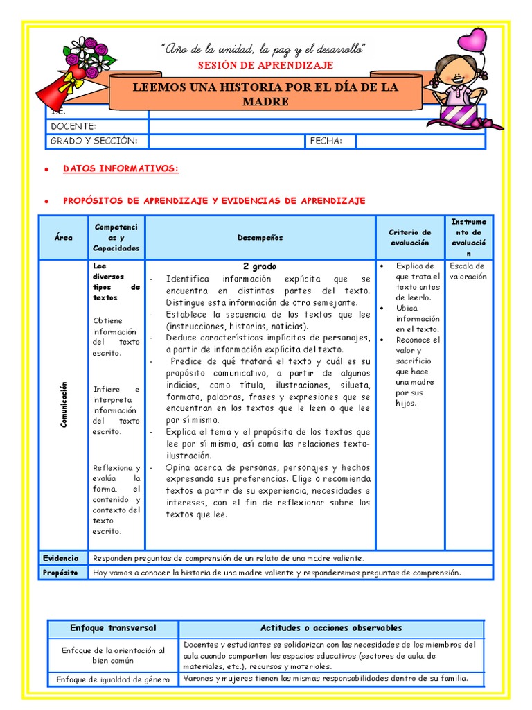 2º E3 S3 Sesión D4 Plan Lector Leemos Una Historia | PDF | Aprendizaje ...