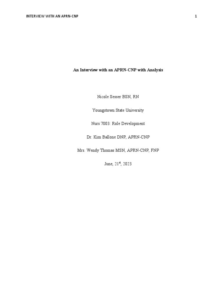Aprn Interview 1 | PDF | Nursing | Autonomy