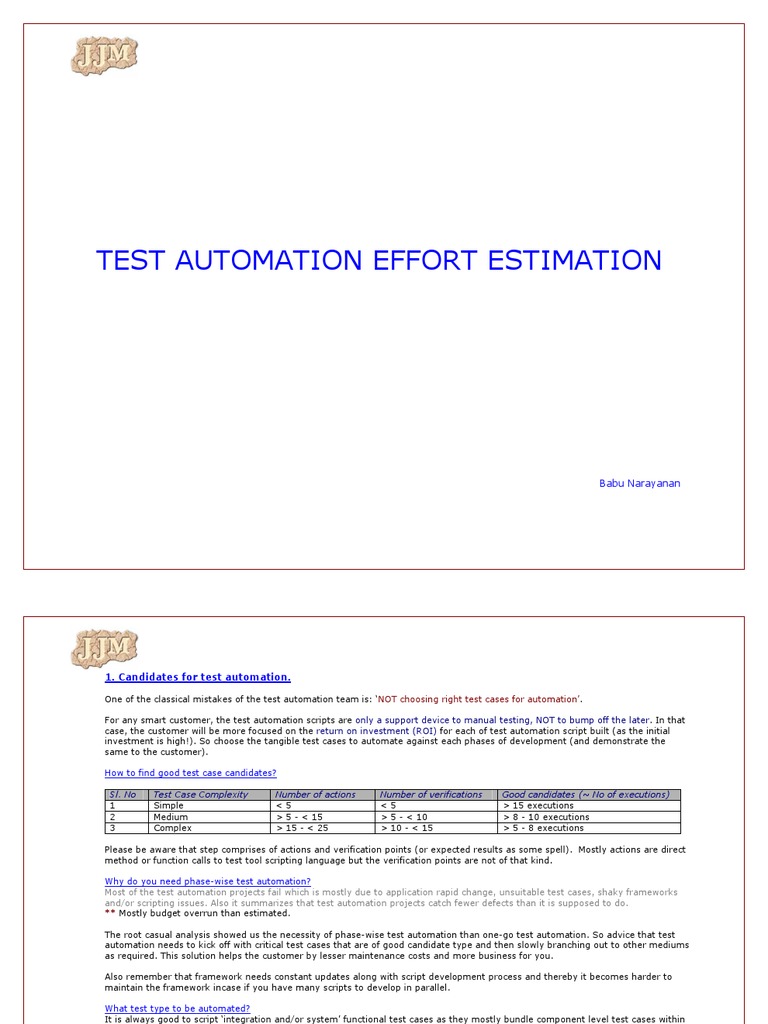 Test Automation Effort Estimation | PDF | Software Framework | Debugging