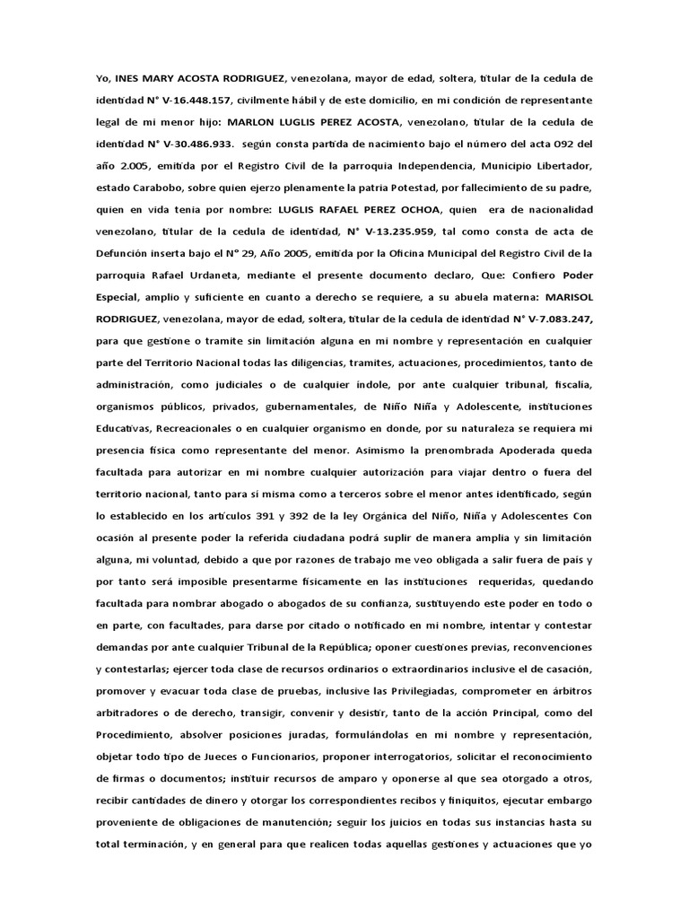 Poder Menor Ines Mary Acosta | PDF | Gobierno | Justicia