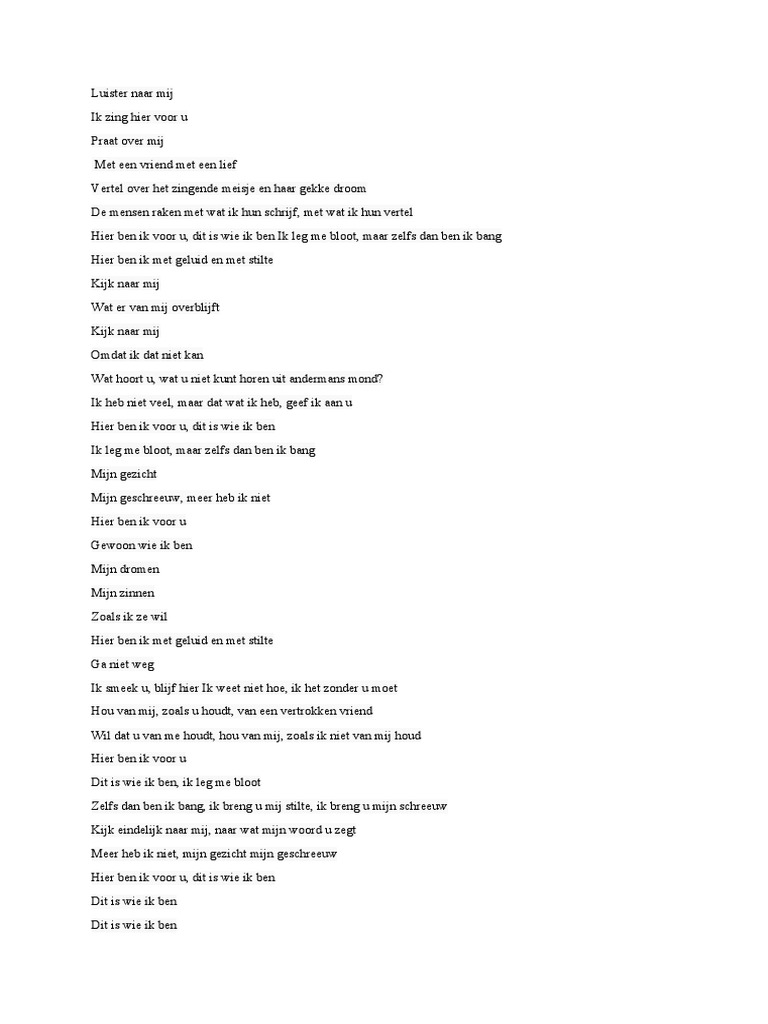 Hier Ben Ik (Voila NL) Tekst | PDF