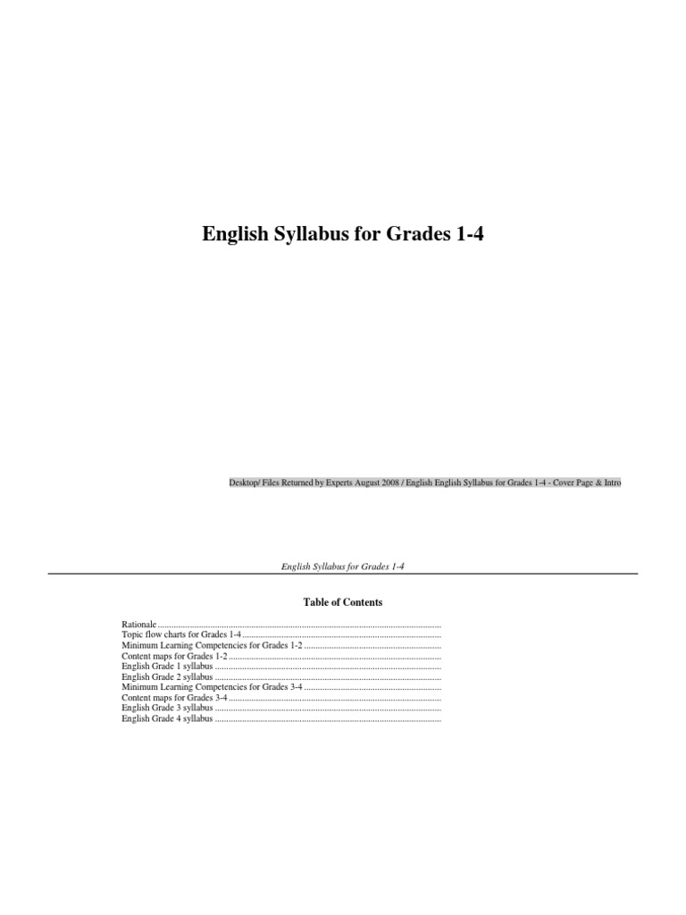 Grade 4 English Syllabus Overview | PDF | Learning | Teachers