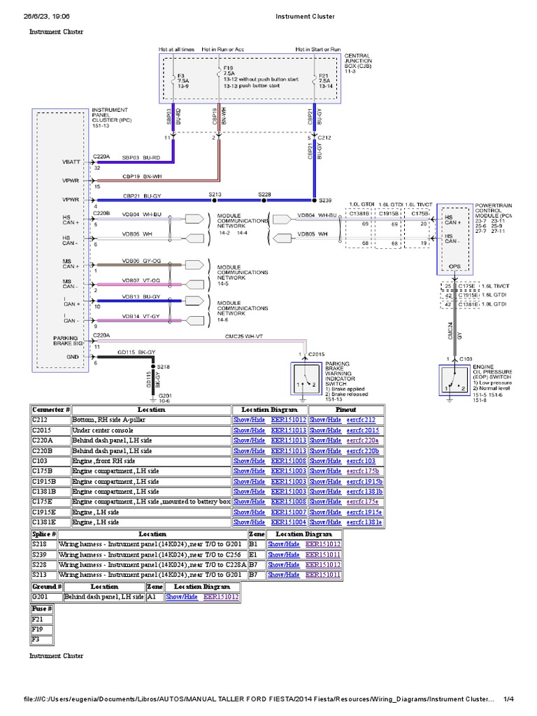 Instrument Cluster Ford Fiesta 1.6 | PDF | Automotive Technologies ...