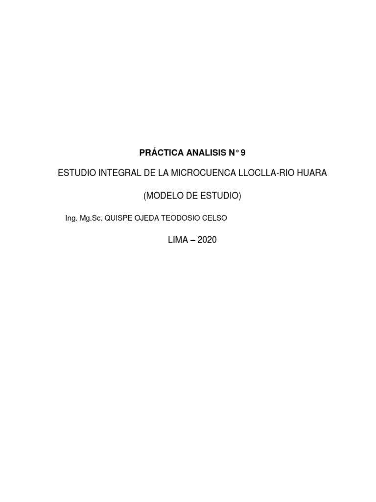 Practica 10 Microcuenca Lloclla Modelo | PDF | Cuenca de drenaje | Riego