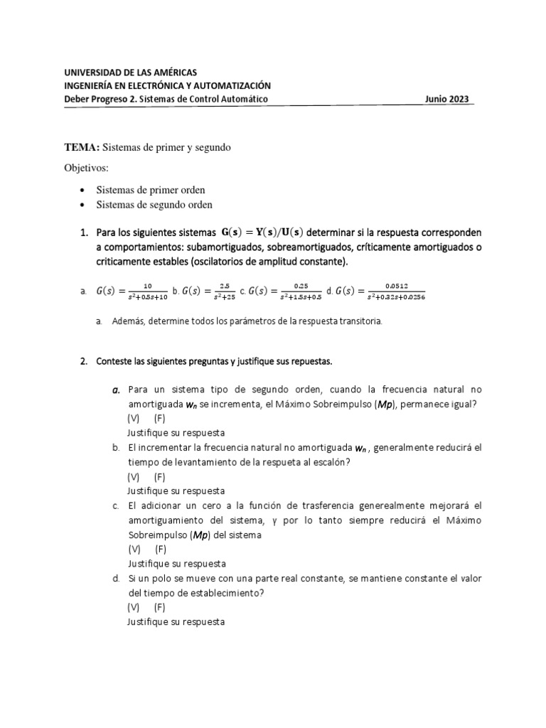 Análisis de Sistemas de Control Automático | PDF | Métodos y materiales de enseñanza