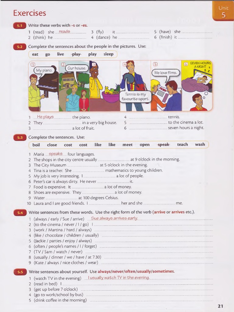 simple present exercises negative | PDF | Grammar | Linguistics