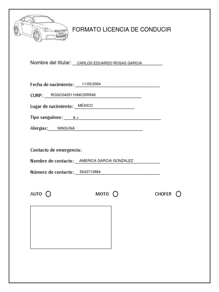 Formato Licencia de Conducir | PDF