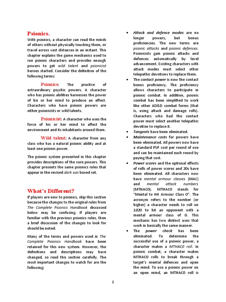 Psionics 2.5 | PDF | Dungeons & Dragons | D20 System
