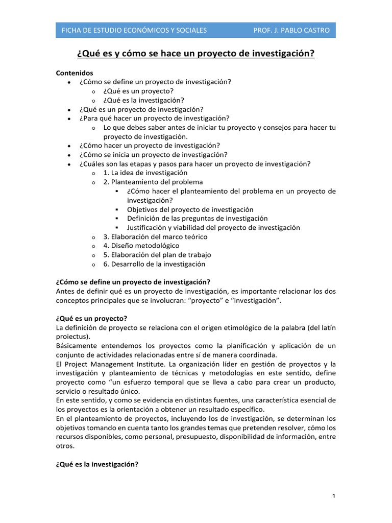 ¿Qué es y cómo se hace un proyecto de investigación EES | PDF | Teoría | Conocimiento