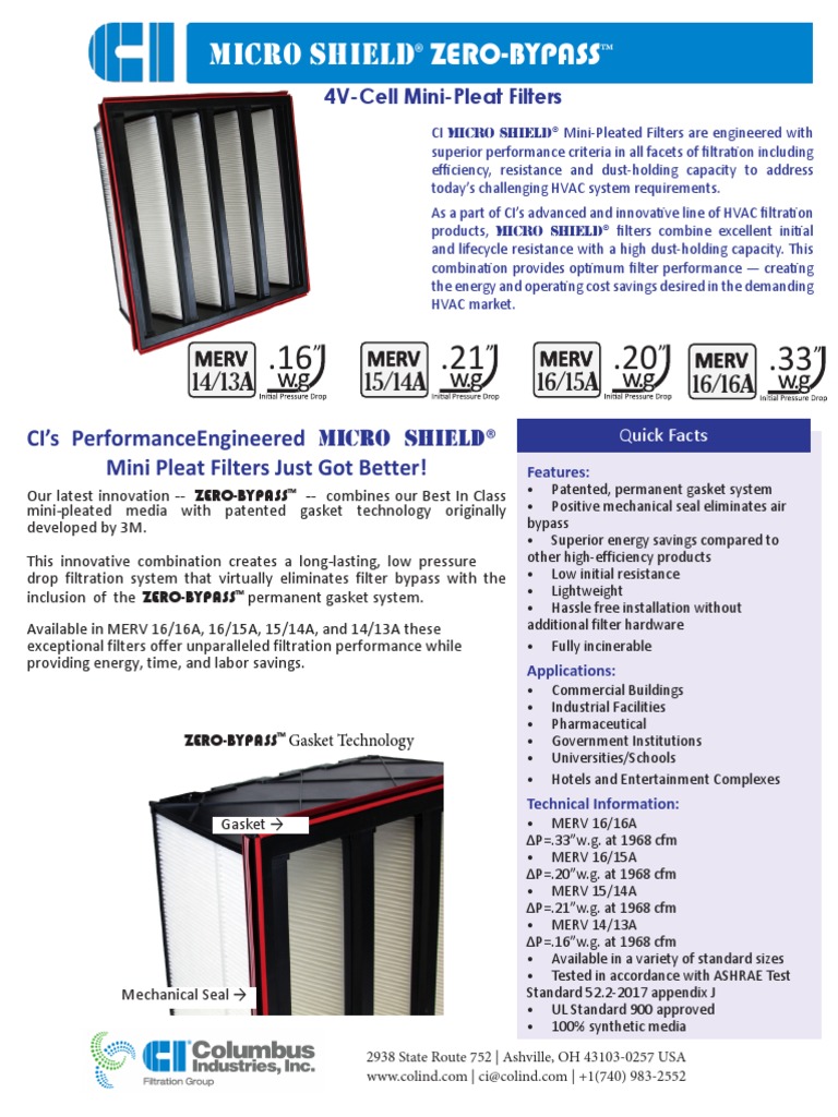 Merv 16-16a ZB 042022 | PDF | Filtration | Physical Sciences