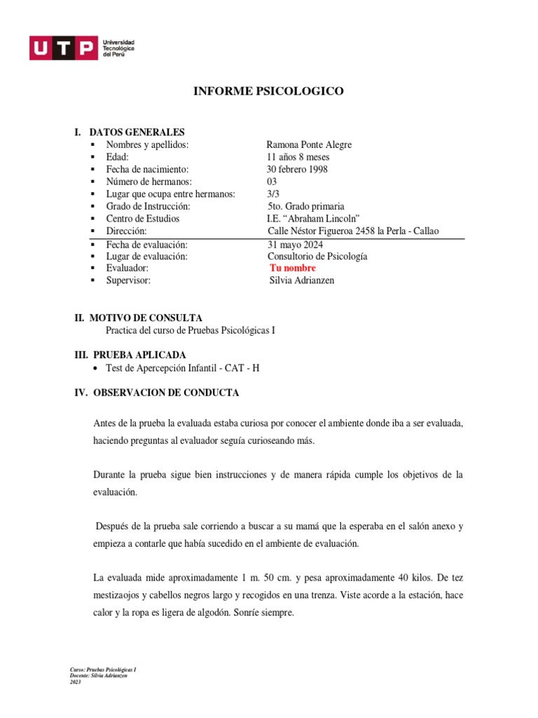 S13.s1 Material - Modelo de Informe CAT H | PDF