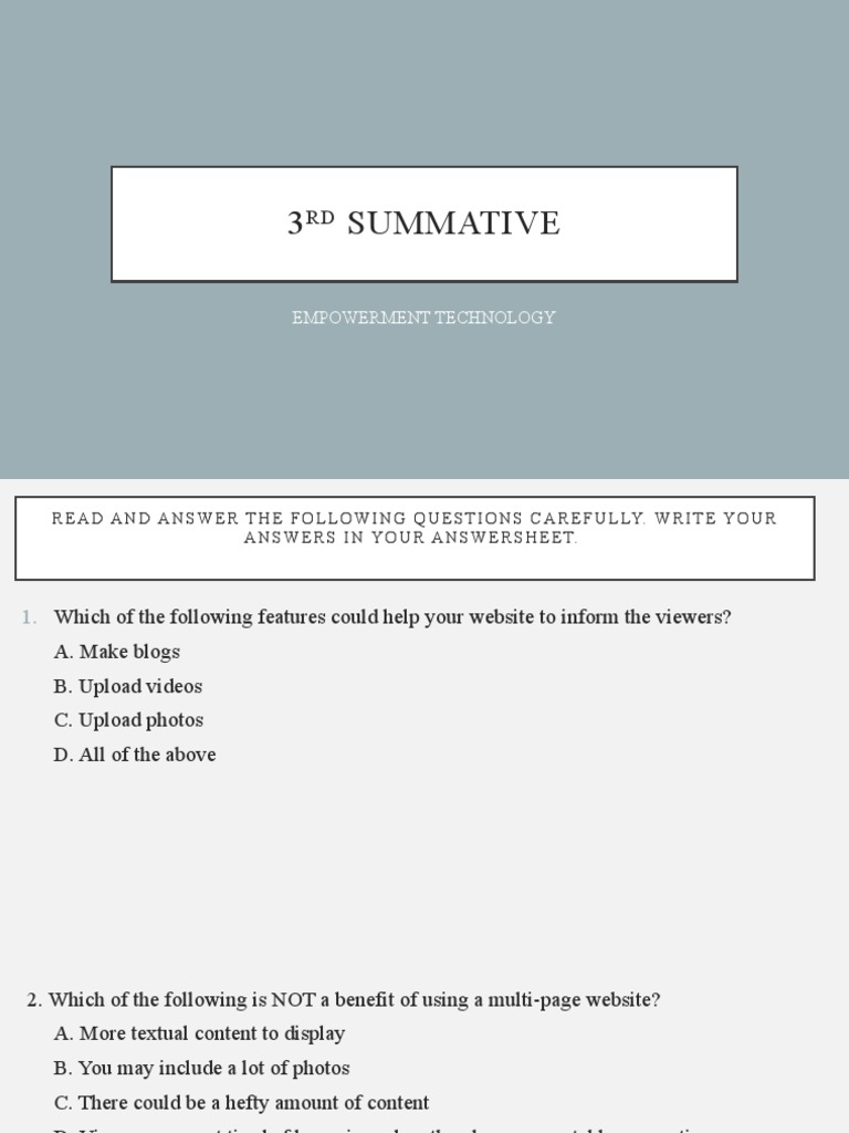 3rd Summative Test 2ndq Emptech | PDF | Websites | World Wide Web