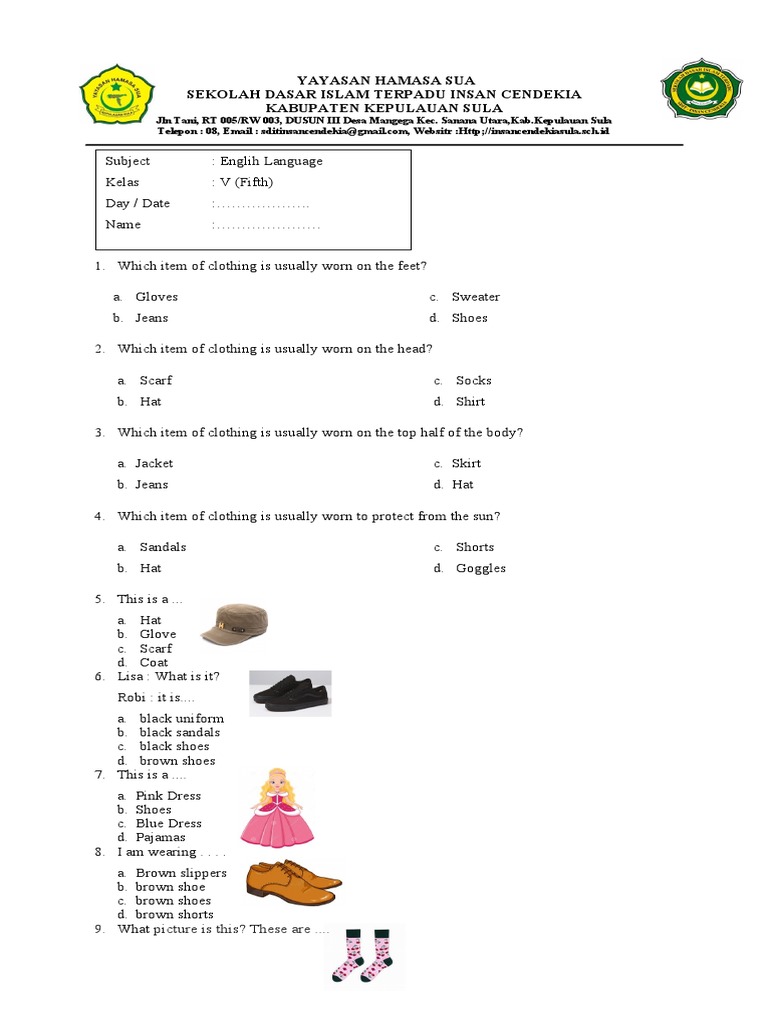 Test Final Kelas 5 Pdf Clothing Softlines Retail