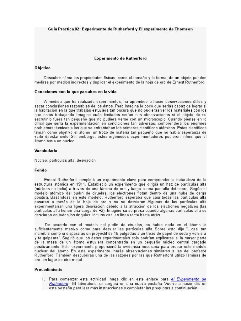 02 Labotarorio 02 | PDF | Electrón | Núcleo atómico