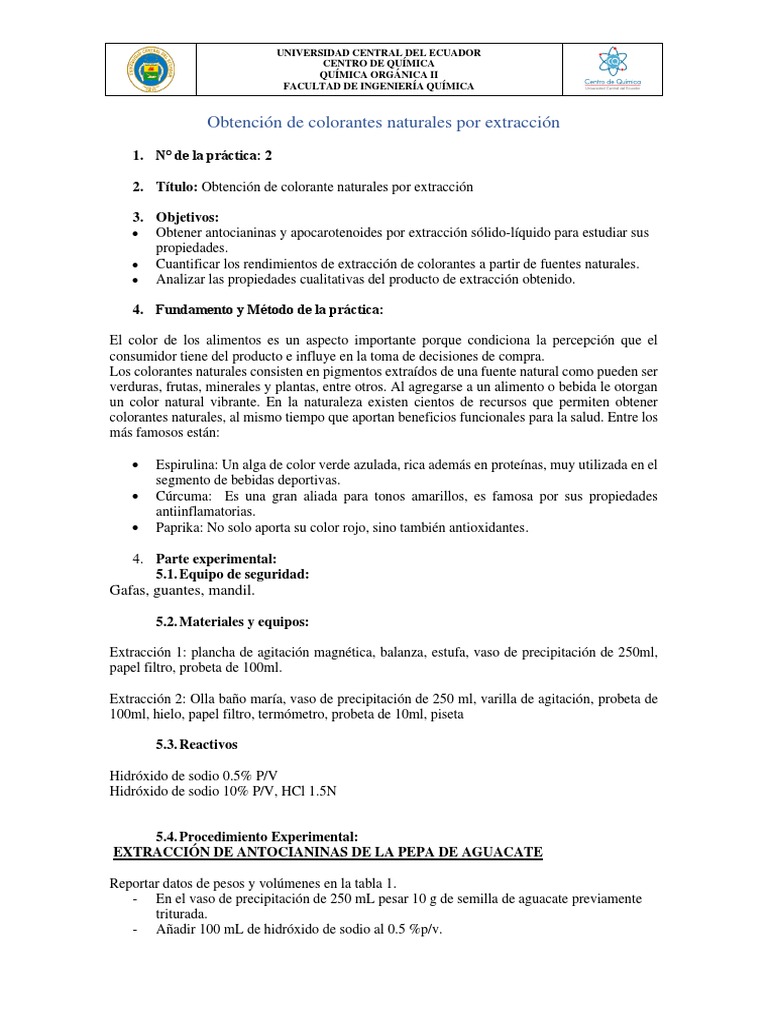 FIQ QOII-Guía-Obtención de Colorantes Por Extracción | PDF | Solvente ...