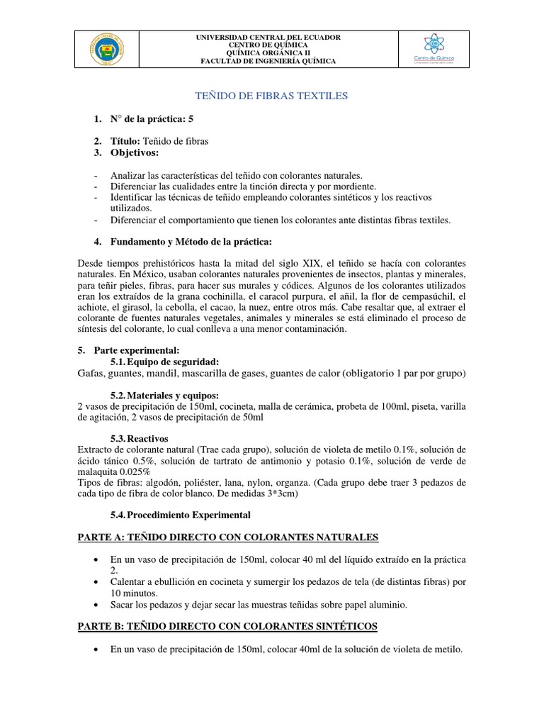 FIQ QOII - Guía - Teñido de Fibras | PDF | Fibras | Tintura