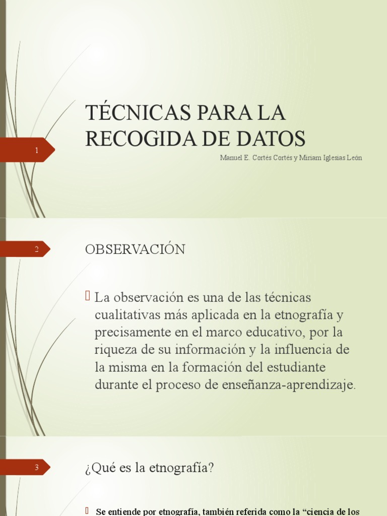Técnicas para La Recogida de Datos | PDF | Etnografía | Observación