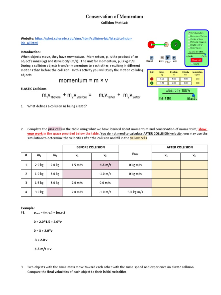 Week 4 - Collision Lab | PDF | Collision | Momentum
