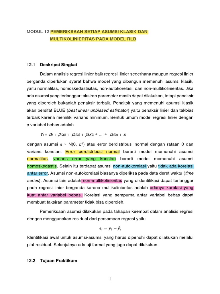 2023 - Modul Praktikum Regresi D3-Modul 12 | PDF