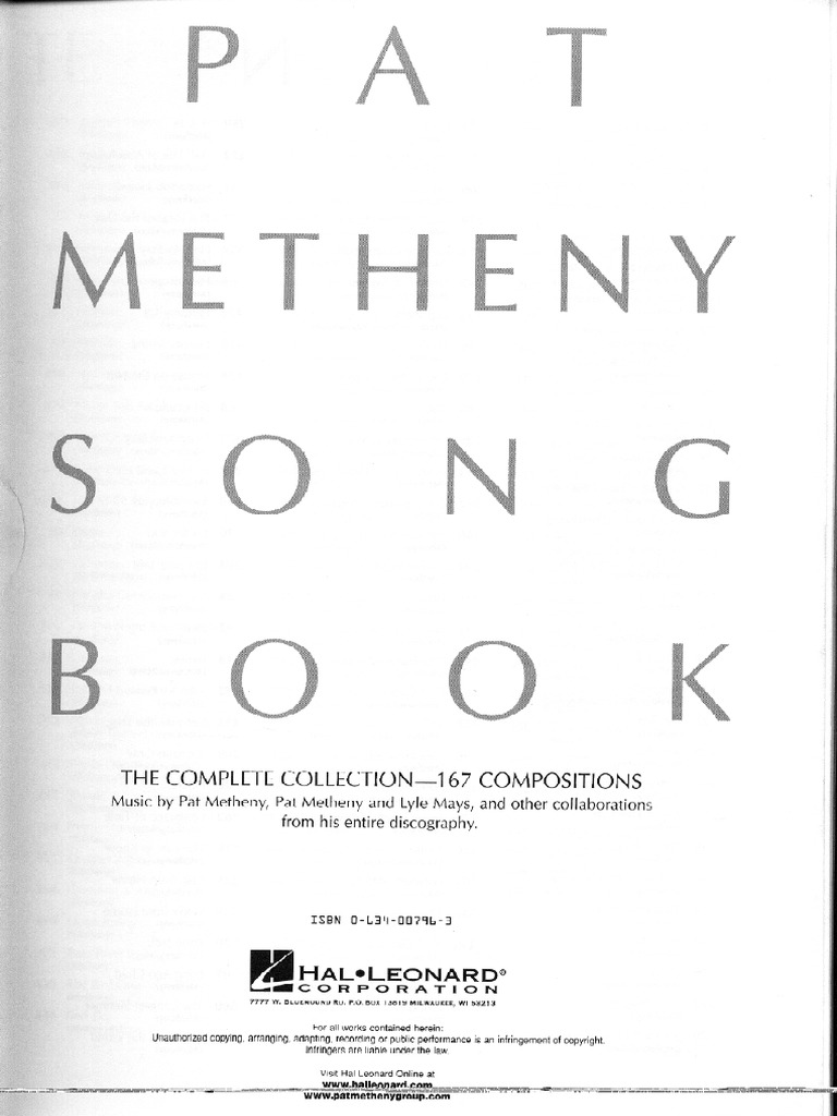 Complete Pat Metheny Songbook | PDF
