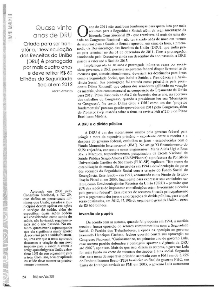02_Quase 20 anos de DRU - Artigo revista Poli março_abril de 2012 | PDF