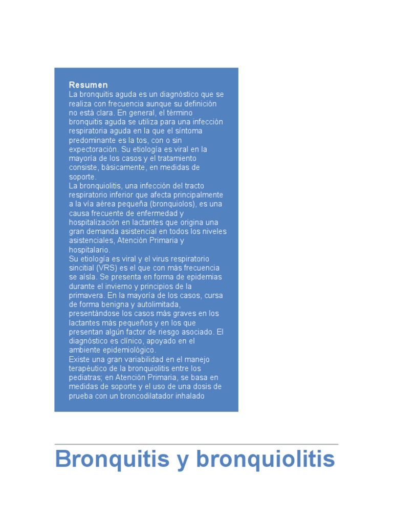 Bronquitis y Bronqiolitis | PDF | Tos | Bronquitis