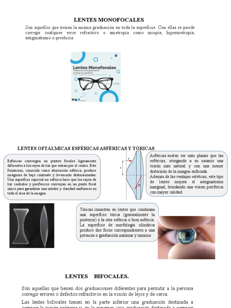 Tipos de Lentes Monofocales y Bifocales | PDF