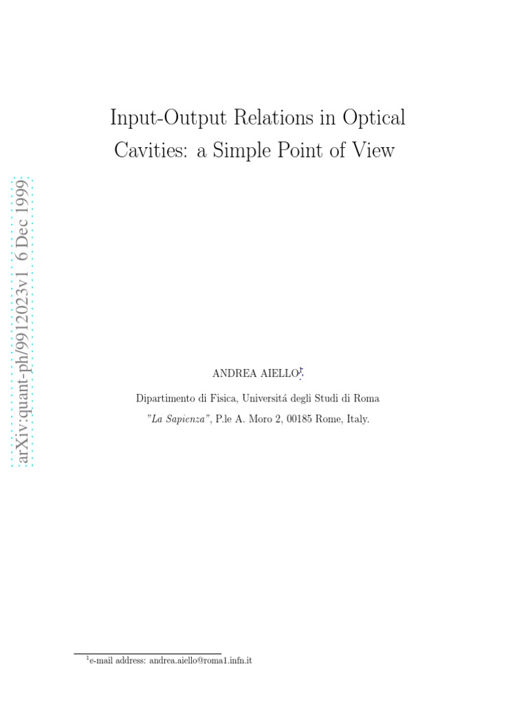 Input-Output Relations in Optical | PDF | Photon | Emission Spectrum Input-Output Relations in Optical | PDF | Photon | Emission Spectrum