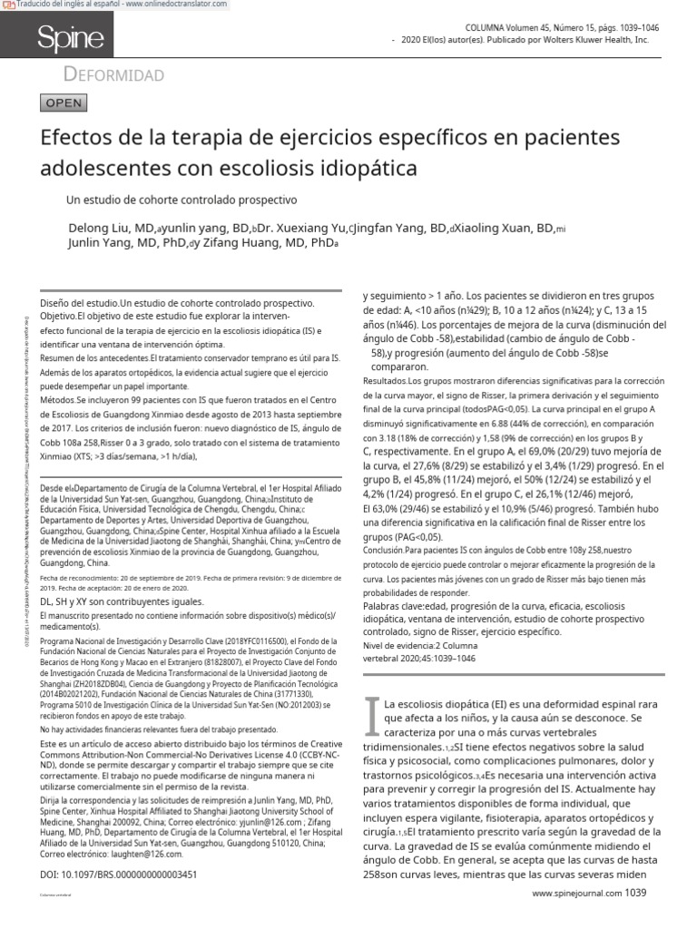 Delong Liu-Español | PDF | Escoliosis