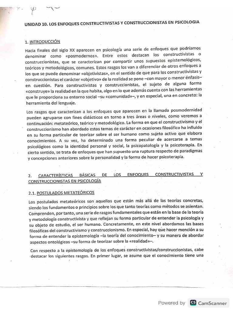 Los Enfoques Constructivistas y Construccionistas en Psicología | PDF