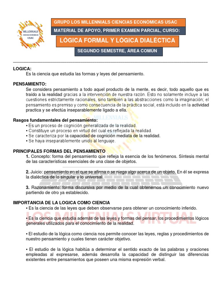 Lógica Formal y Lógica Dialéctica, Primer Parcial | PDF | Pensamiento ...