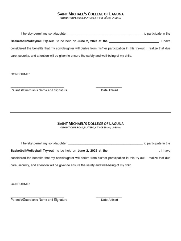 Letter to Parents - Try-out | PDF