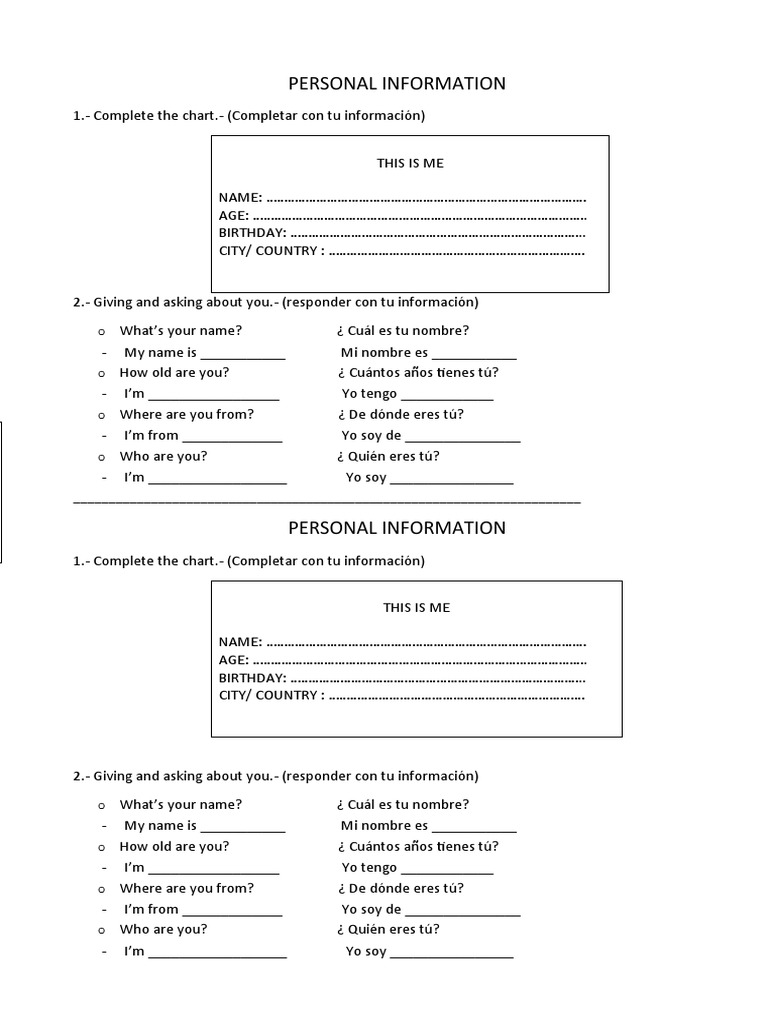 This Is Me - Part I - Personal Information | PDF | Language Arts ...