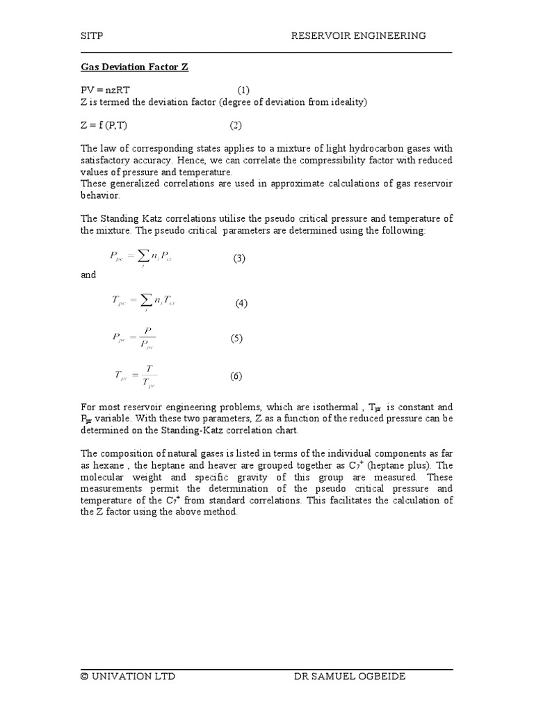 Gas Deviation Factor Z in Reservoirs | PDF | Gases | Applied And ...