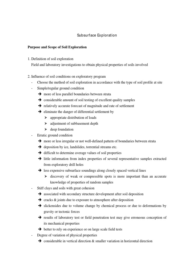 Subsurface Exploration Techniques Overview | PDF | Geotechnical ...